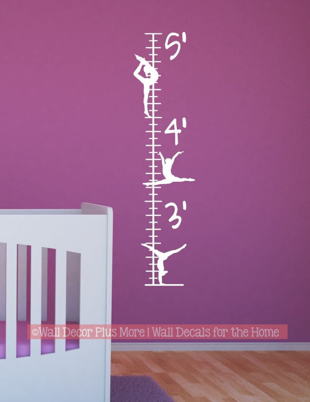 Gymnast Girls Growth Chart Wall Decal Vinyl Sticker Height Ruler ...