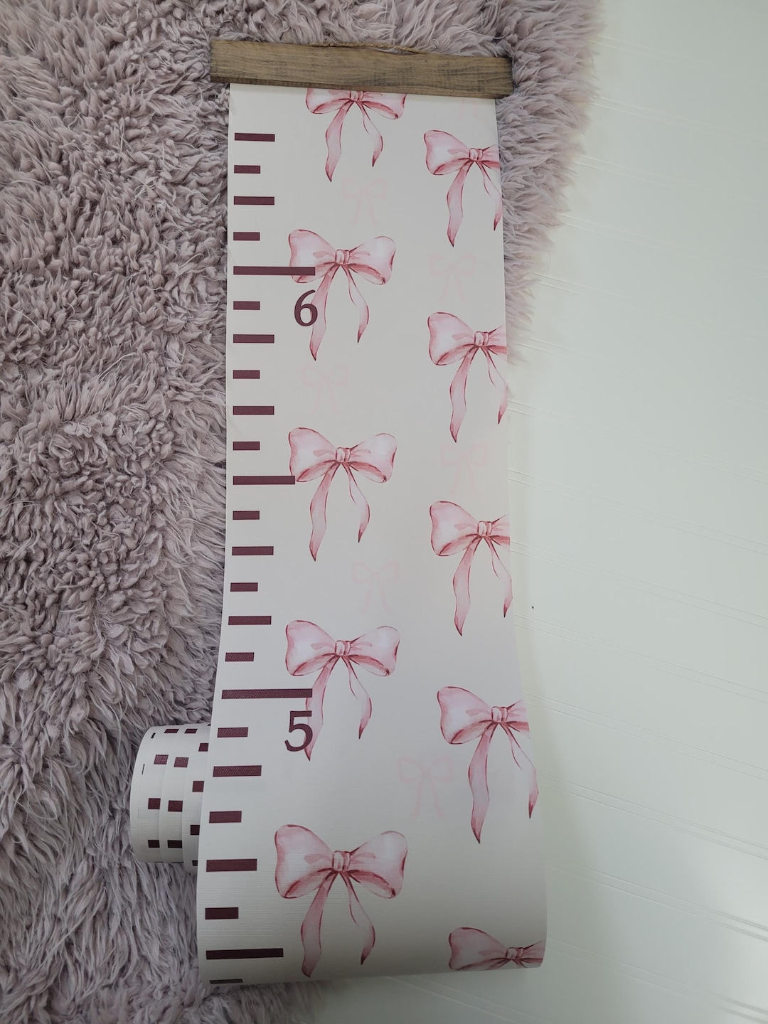 Ribbons Bows Canvas Growth Chart Sign: Personalized Height Ruler With ...