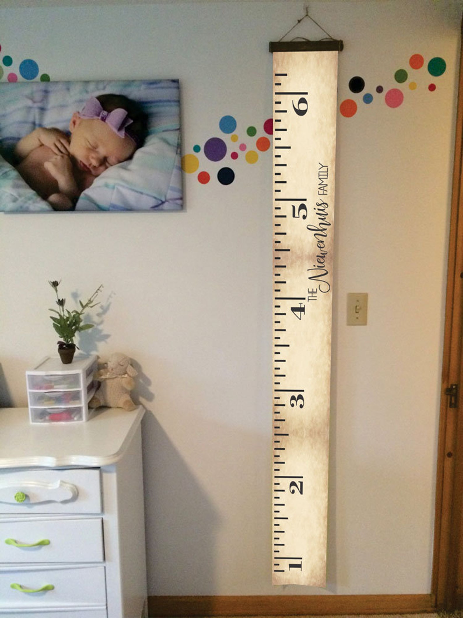 Canvas Growth Chart 6 Ft Height Ruler Wood Topper Personalized With ...