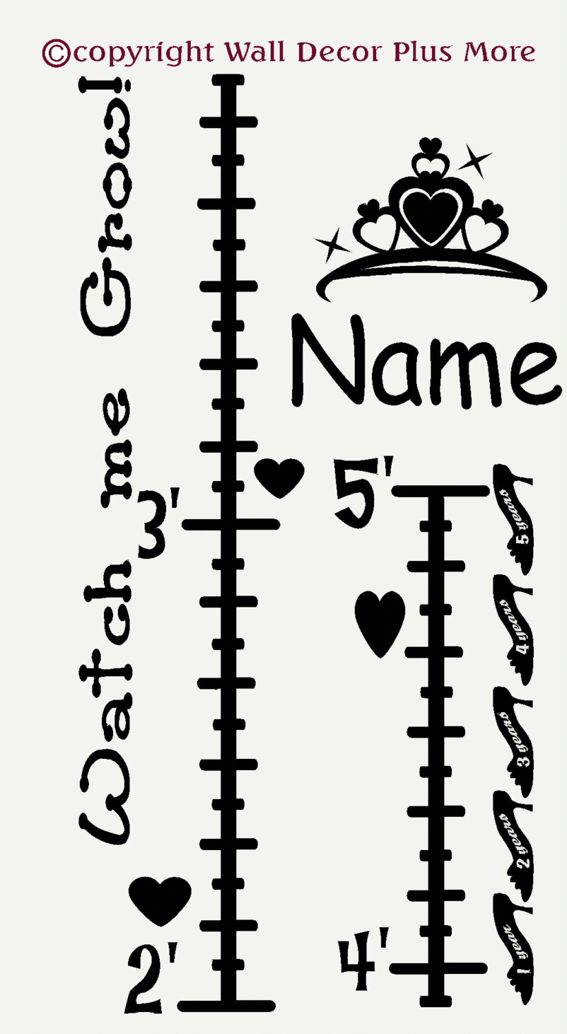 Princess Crown Girls Growth Chart With Personalized Name Wall - Etsy