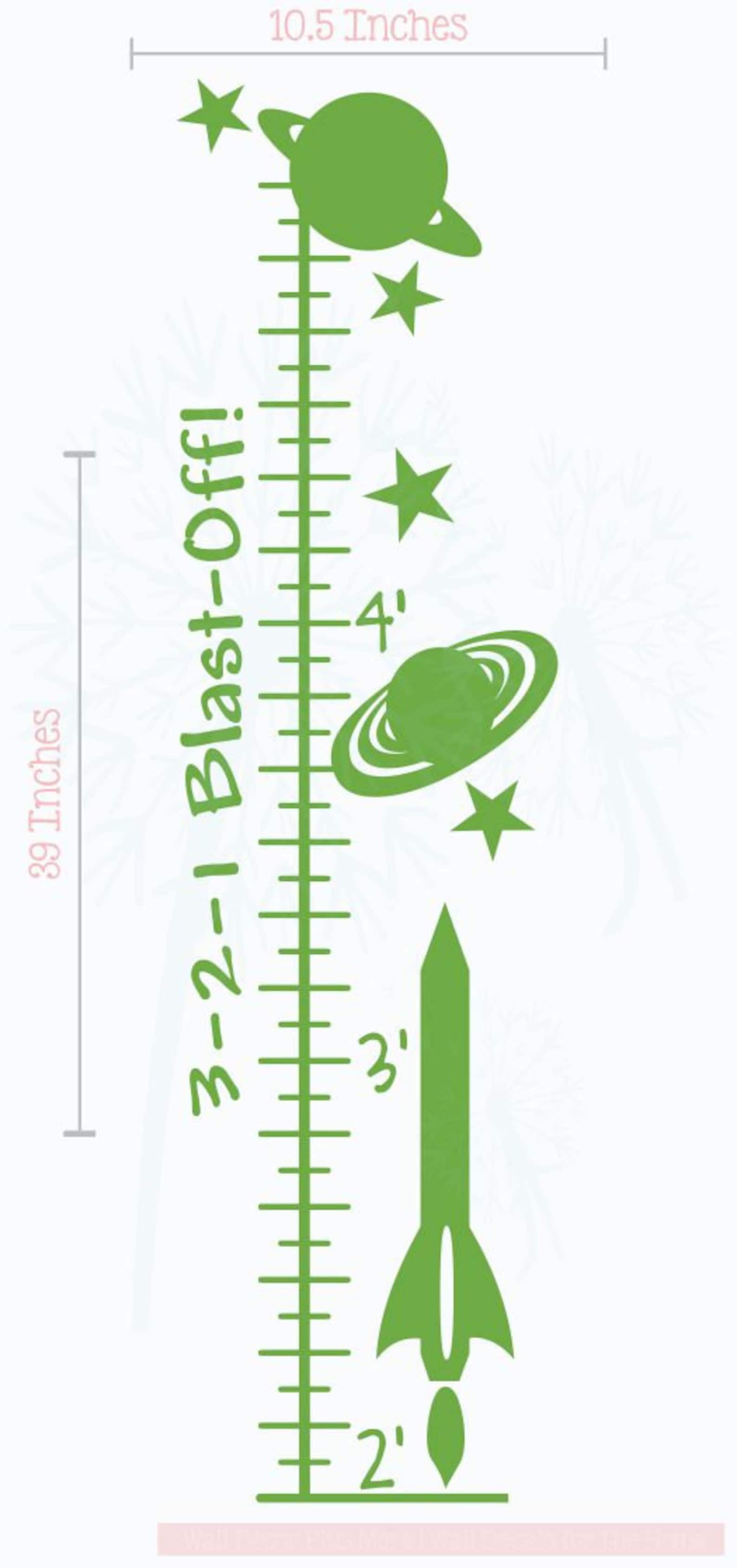 Height Ruler Wall Decals Vinyl Stickers Space Solar System Rocket ...