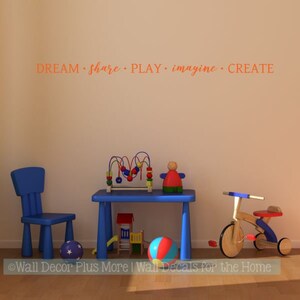 Inspirational School Quotes Dream Share Play Imagine Create Wall Decals ...