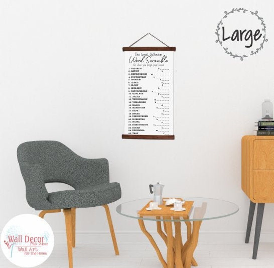 Canvas Wall Print Wood Frame Bathroom Wall Decor Word Scramble Puzzle ...