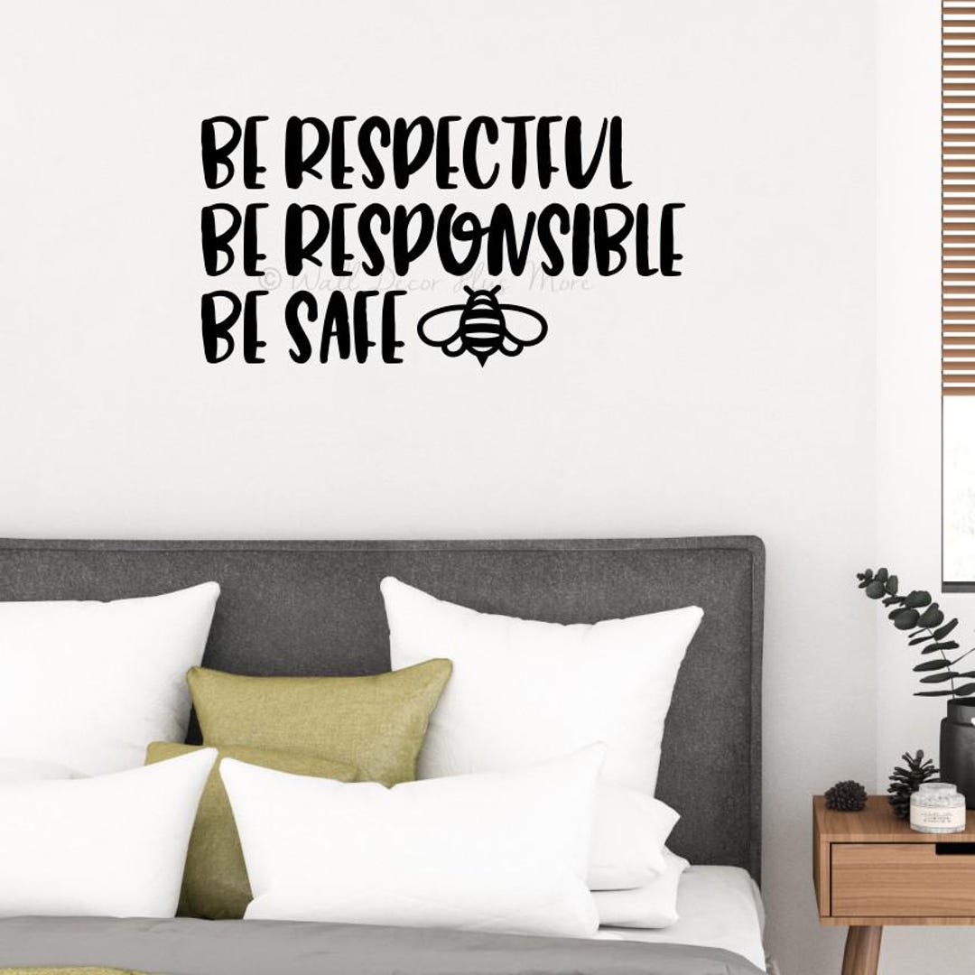 Be Respectable Responsible Safe Bee School Wall Art Sticker Quote Vinyl ...