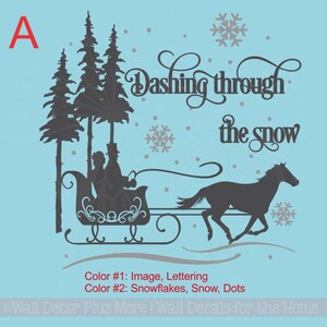 Snow Scene Wall Sticker Dashing Through Snow Home for Holidays Sleigh ...