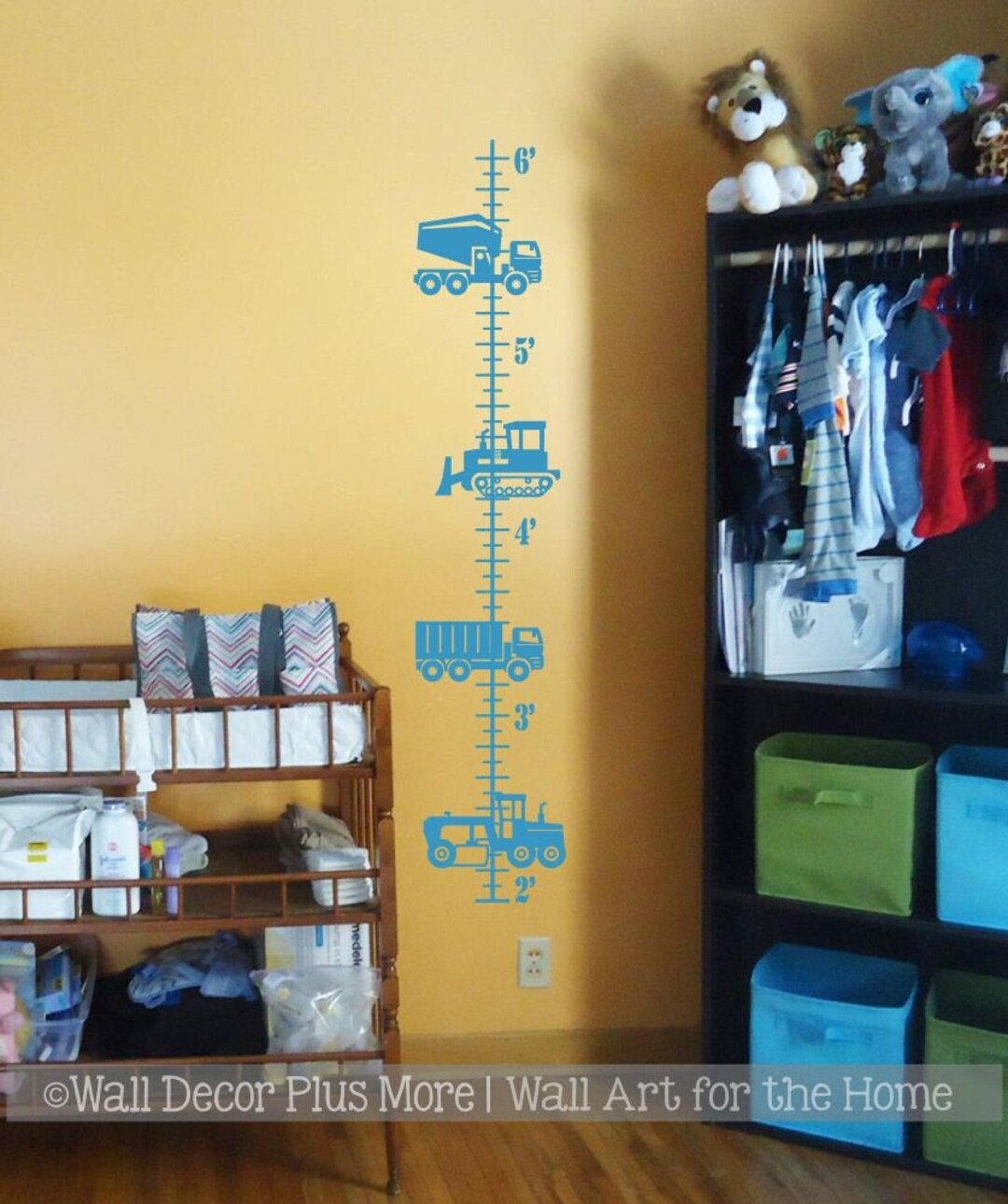 Construction Height Ruler Growth Chart Wall Decal Sticker for Boys ...