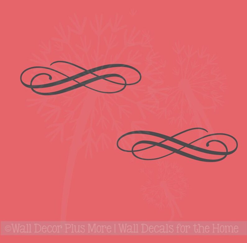 Set of 2 Swirls Scroll Wall Art Decals Vinyl Stickers Home Kitchen ...