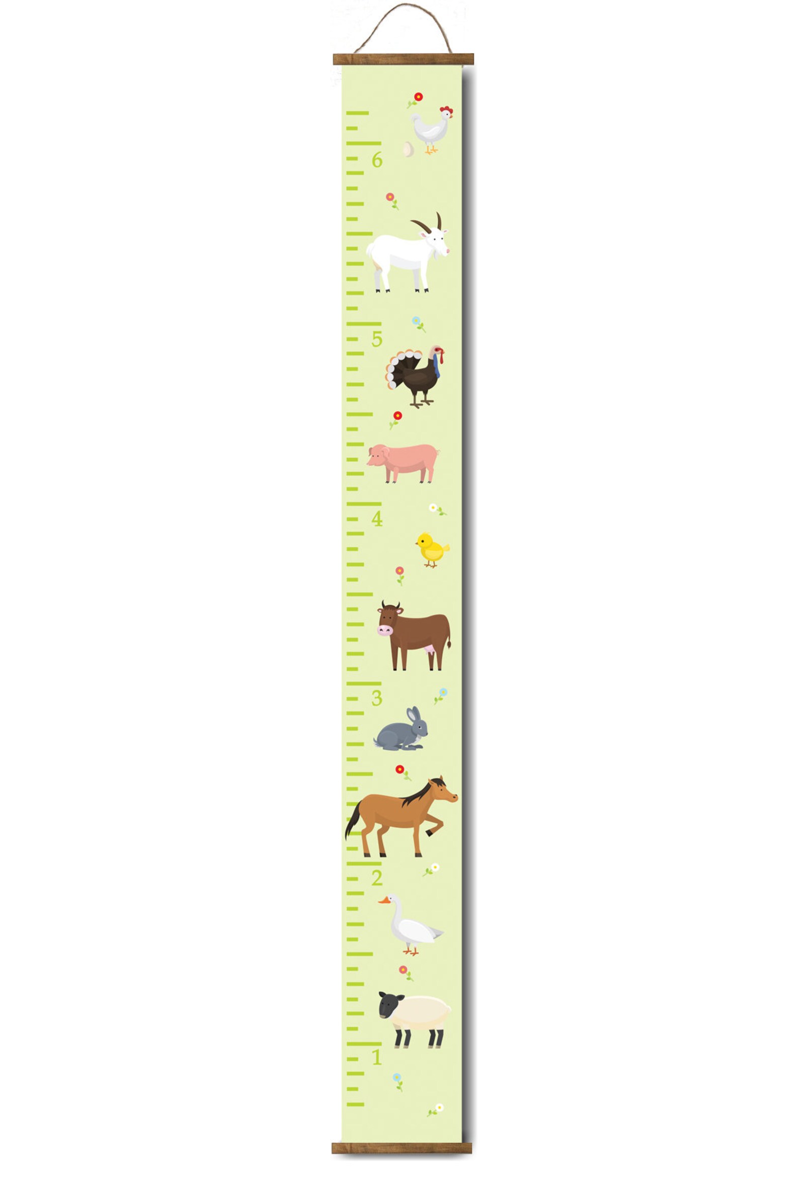 Farm Animals Height Ruler Tracker Printed on Canvas Growth Chart Sign ...