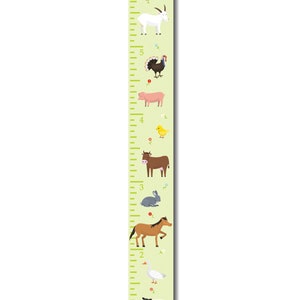 Farm Animals Height Ruler Tracker Printed on Canvas Growth Chart Sign ...