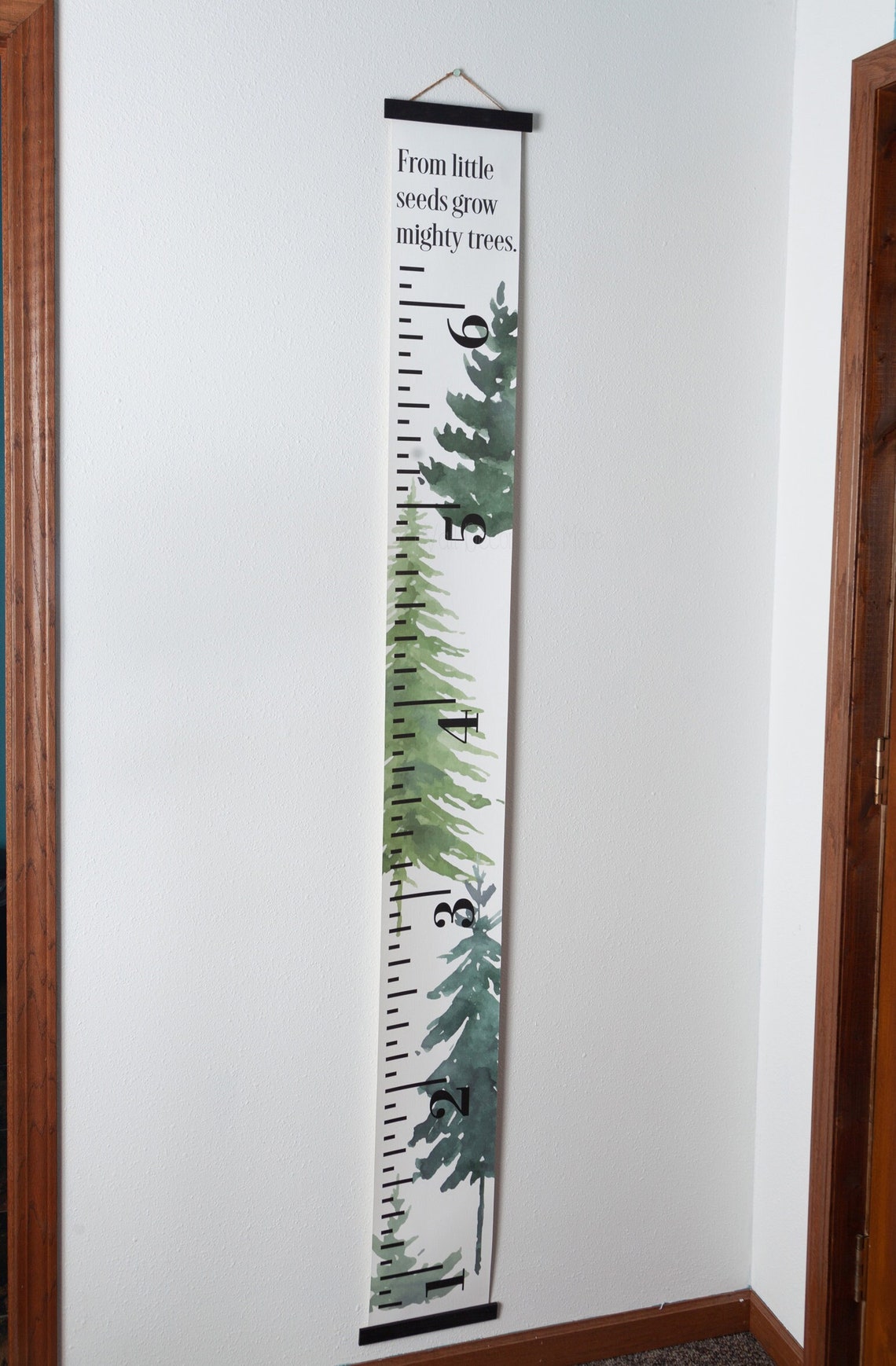 Canvas Growth Chart Height Ruler Tracker Hanging Sign Watercolor Trees ...