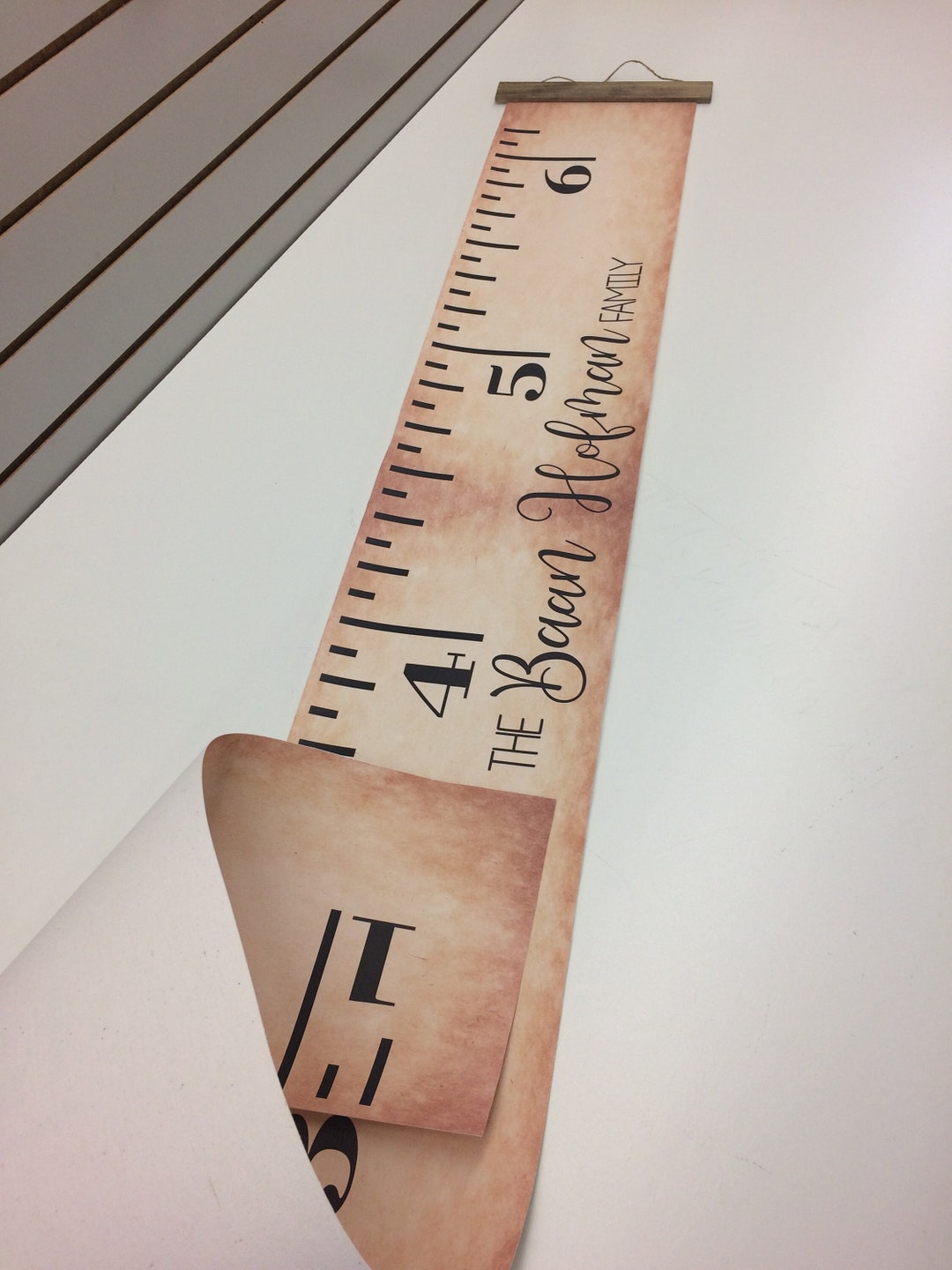 Canvas Growth Chart 6 Ft Height Ruler Wood Topper Personalized With ...