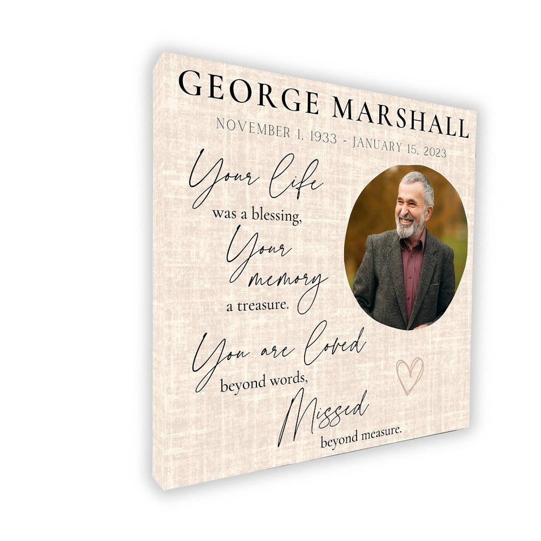 Custom Made 12x12-inch Memorial Photo Canvas Sign: Personalized in ...