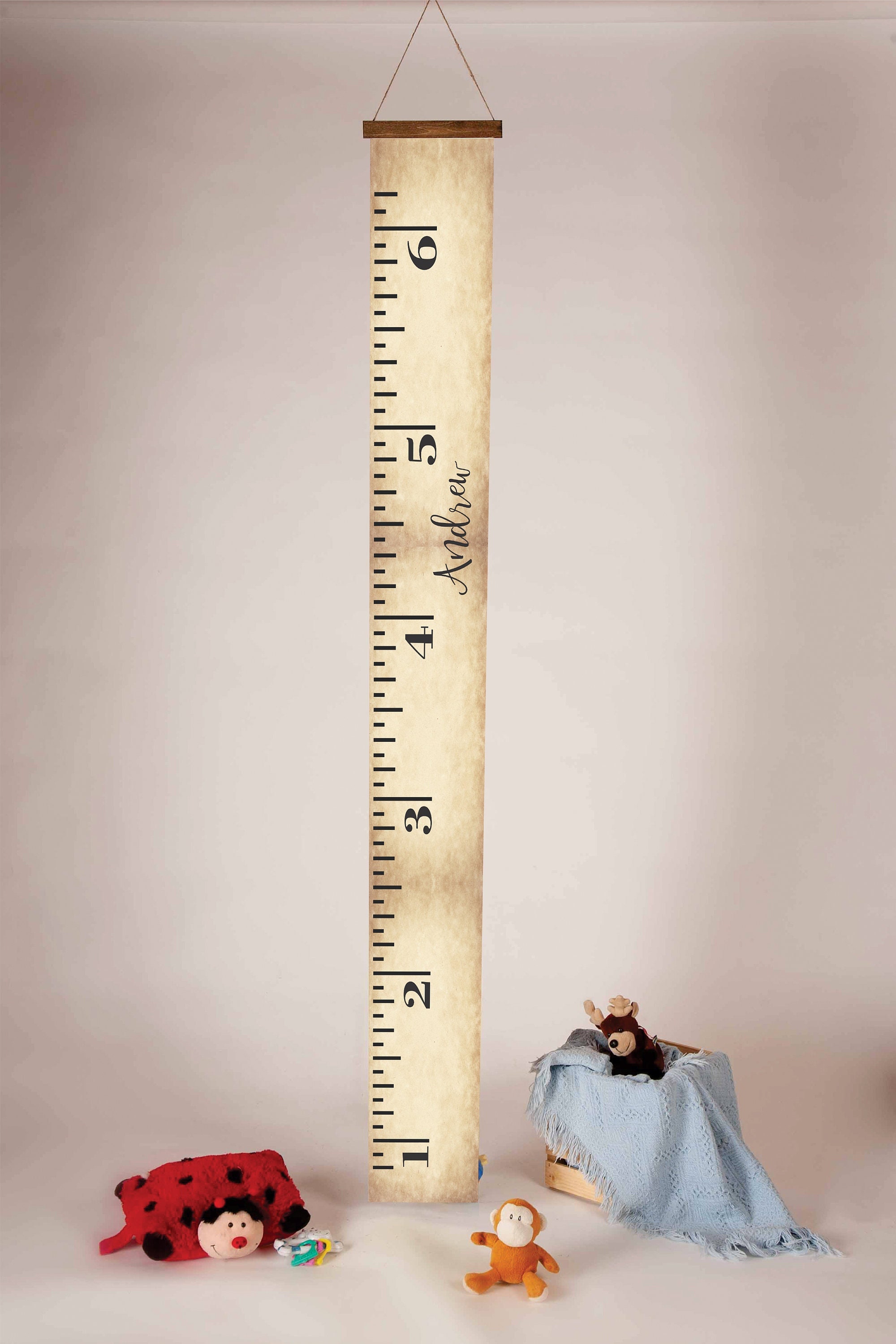 Vintage Brown Height Ruler Wood Topper Personalized With | Etsy