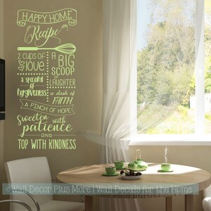 Kitchen Wall Decals Happy Home Recipe Vinyl Letters Wall Stickers - Etsy