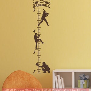 Boys Height Ruler Growth Chart Decal Sticker Baseball Player Silhouette ...