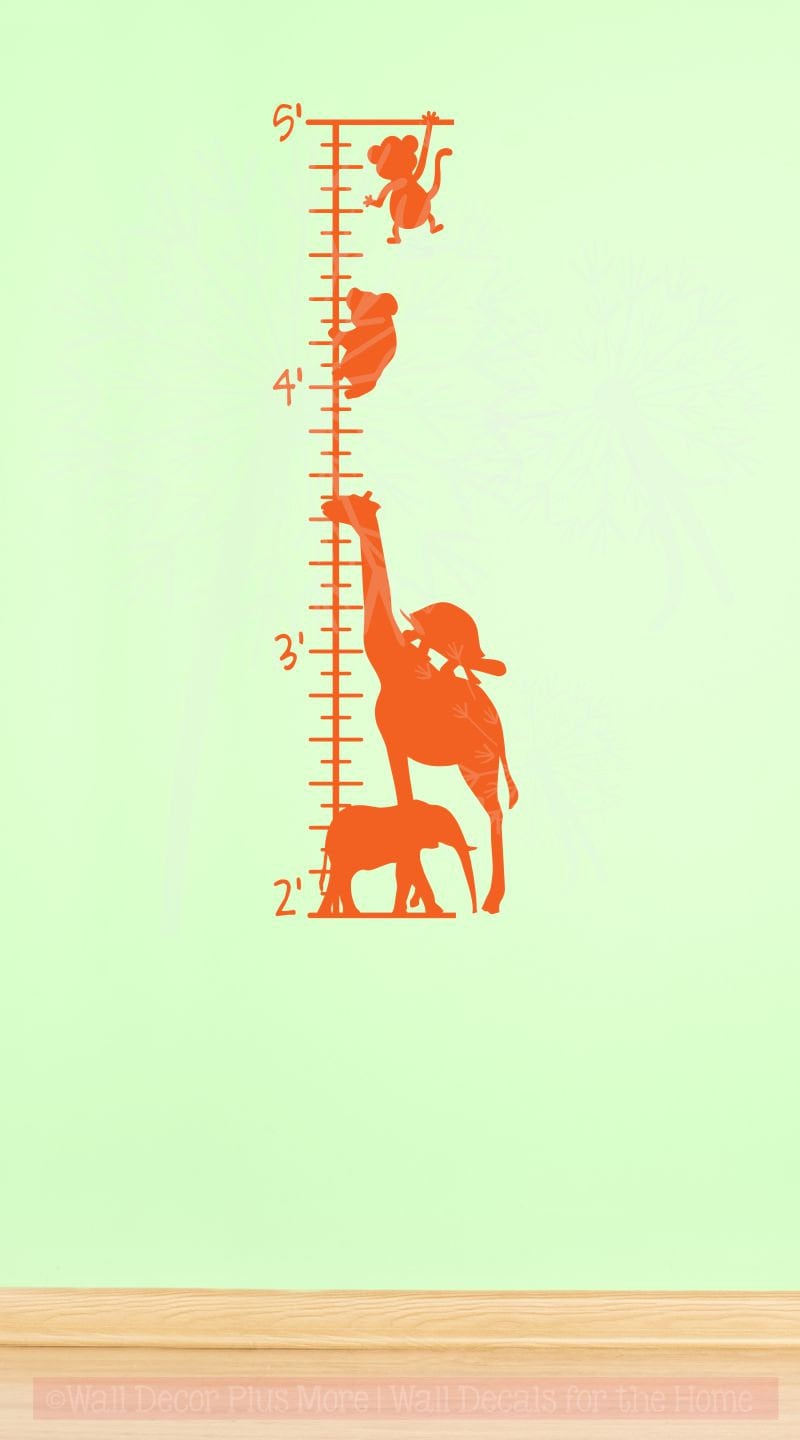 Zoo Animals Wall Growth Chart Height Ruler Decal Sticker Track Height ...