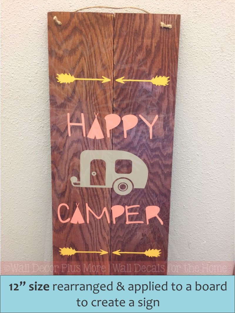 Happy Camper Vinyl Lettering Art Tribal RV Home With Arrows | Etsy
