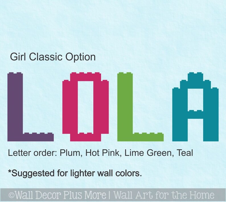 Building Blocks Personalized Name Wall Decals Stickers Custom Kids ...