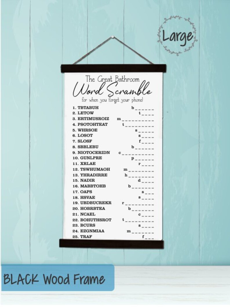 Canvas Wall Print Wood Frame Bathroom Wall Decor Word Scramble - Etsy