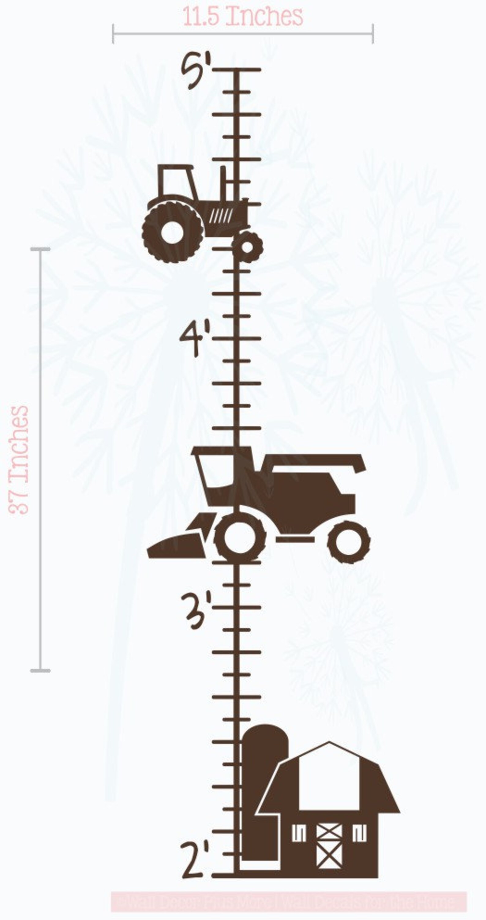 Height Ruler Wall Decals Vinyl Stickers Farming Barn Tractor Growth ...