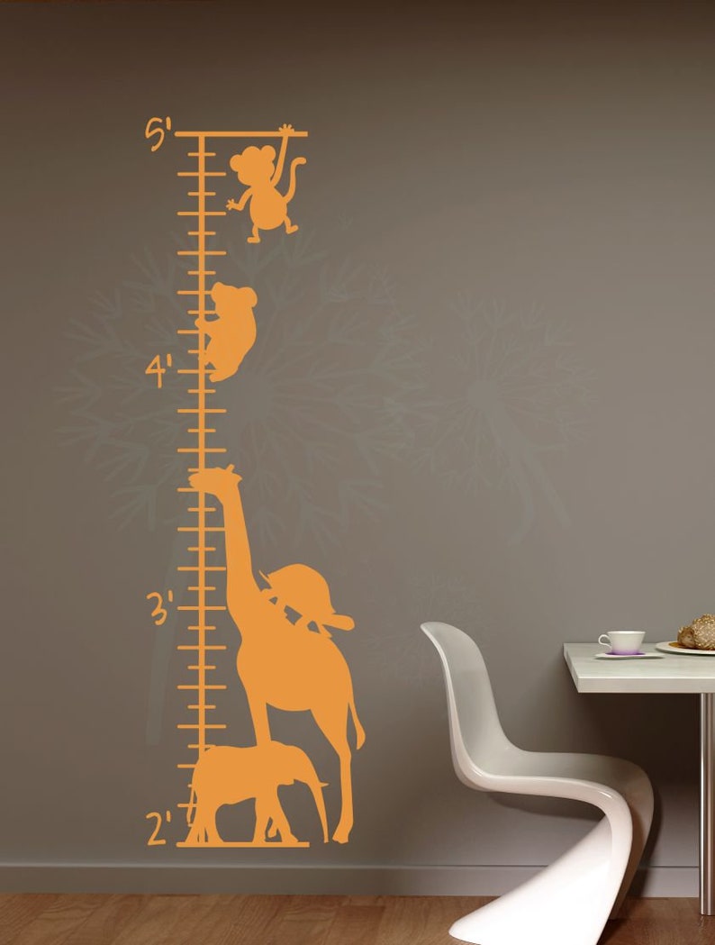 Zoo Animals Wall Growth Chart Height Ruler Decal Sticker Track Height ...