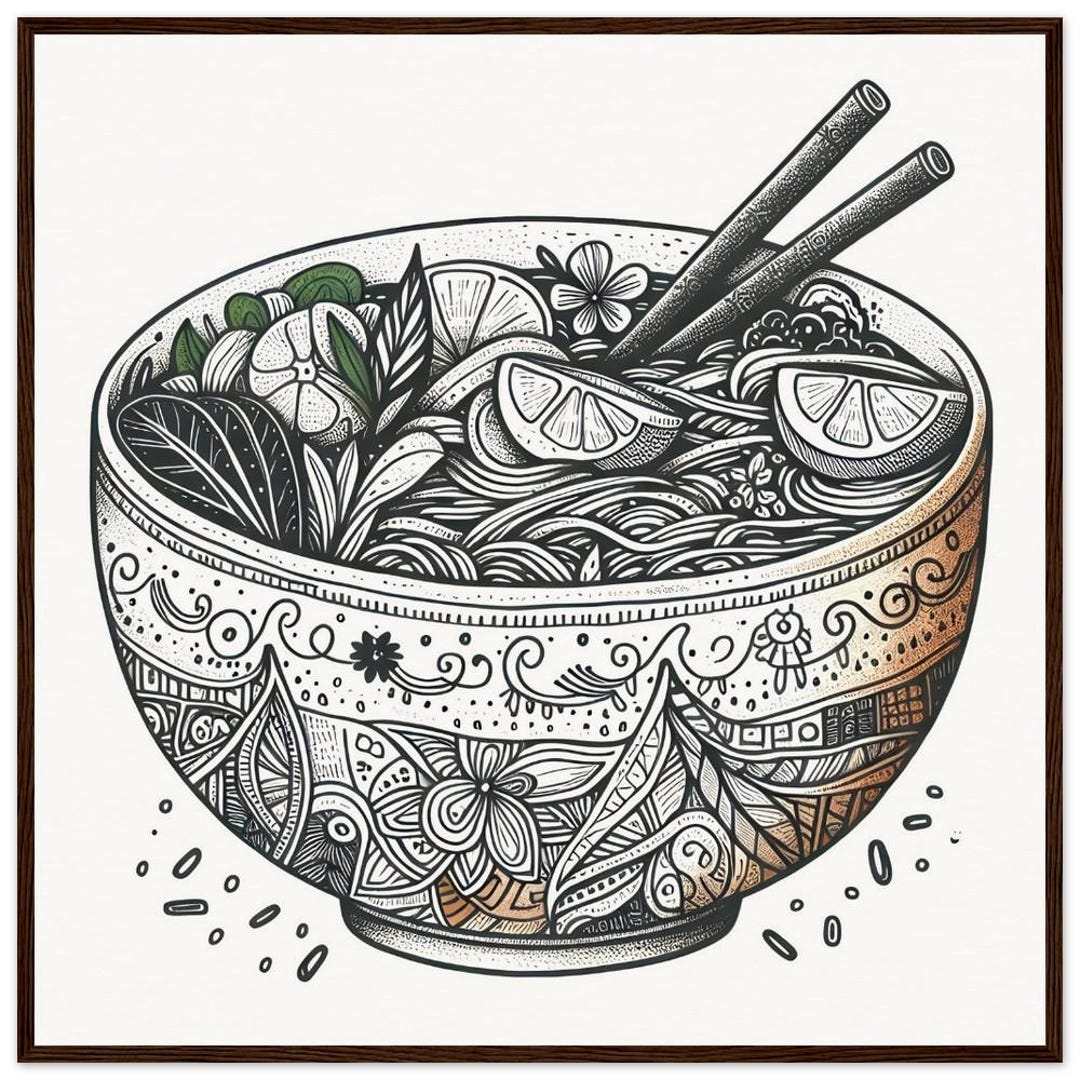 Boho Pho Noodles Poster Boho Vietnam Food Poster Boho Vietnamese Print ...