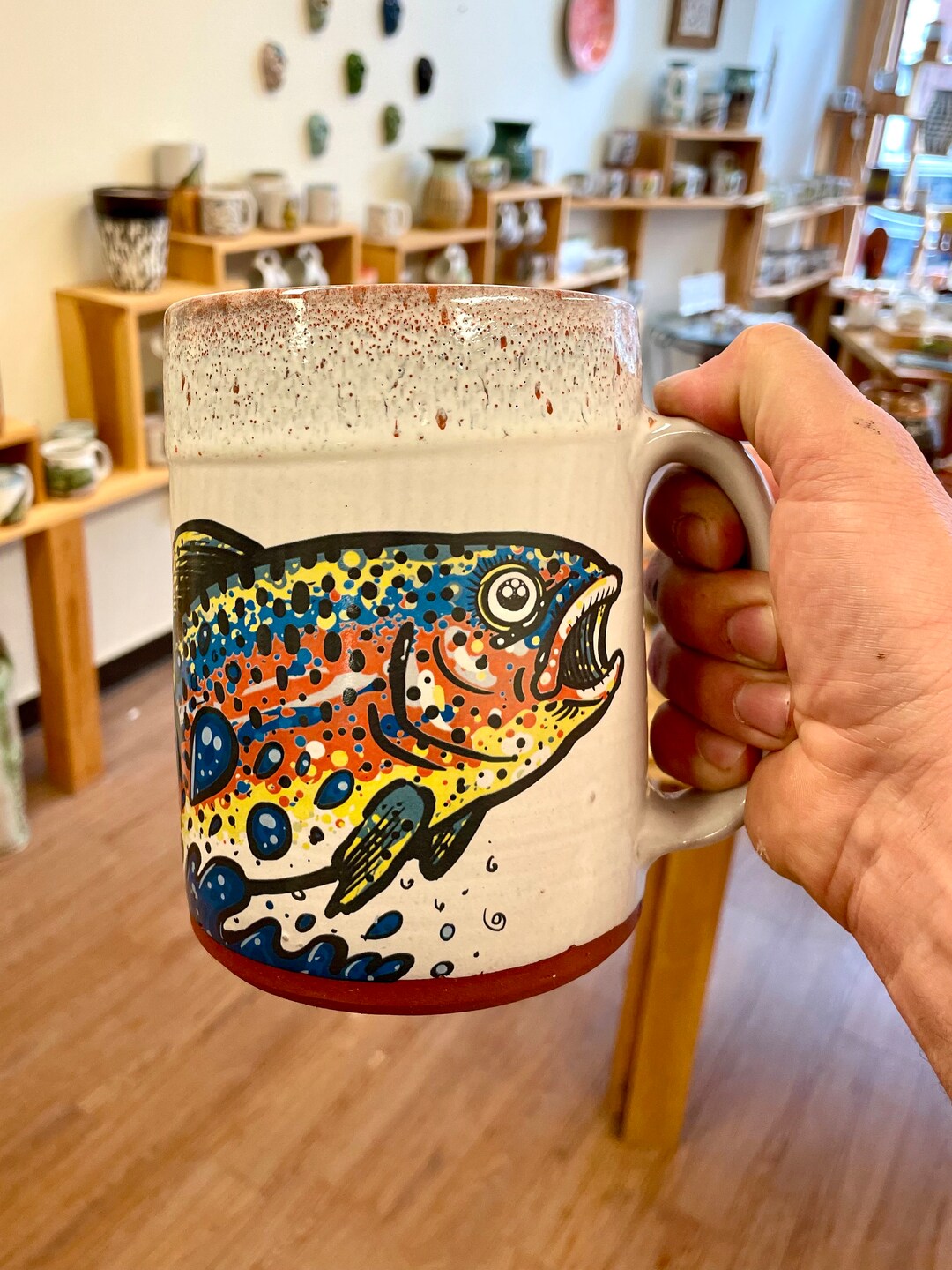 Giant Rainbow Trout Beer Mug Stein With Blue and Orange Lip Drip - Etsy