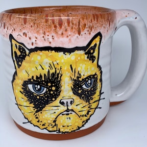 Grumpy Cat Handmade Mug With Red Lip Drip Glaze - Etsy