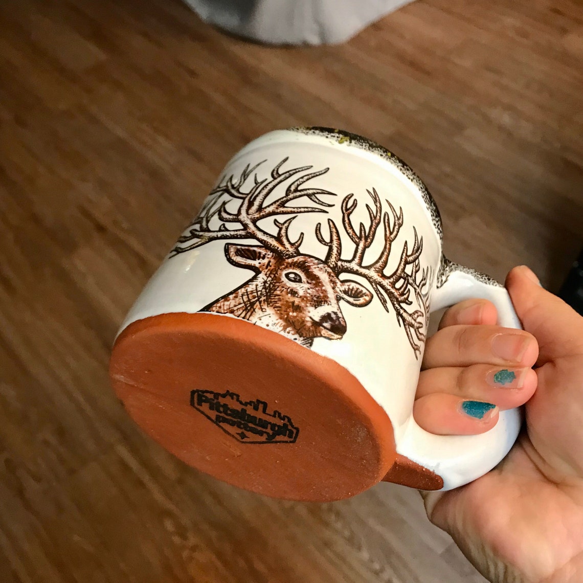 100 Point Buck Mug With Mossy Green and Black Lip Drip - Etsy