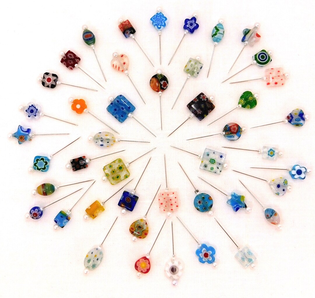 Millefiori Pins, Decorative Pin Assortment for Pincushions, 10pc Set in ...