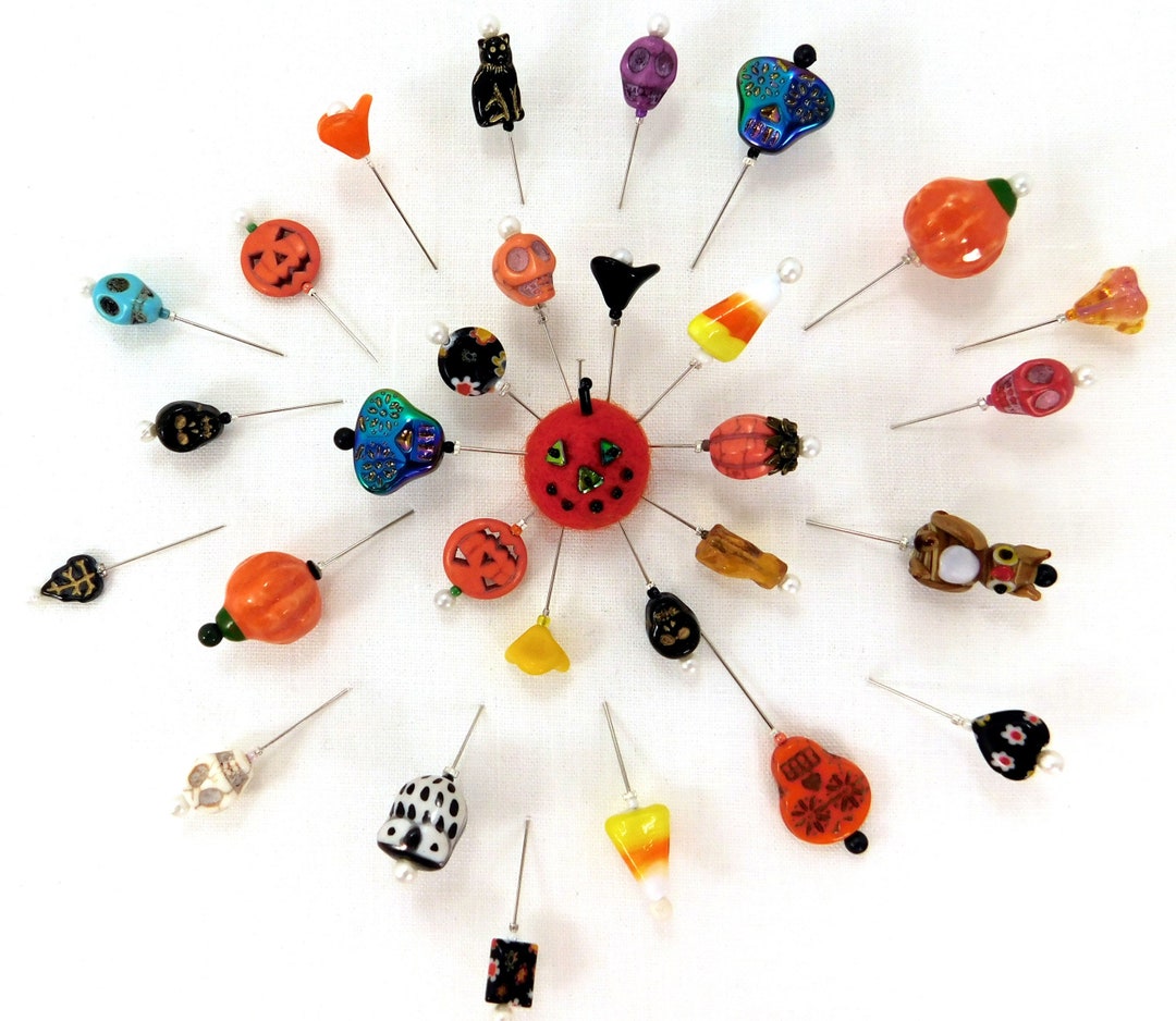 Halloween, Super Deluxe Assorted Decorative Pin Pincushion Pins 10 Pins ...