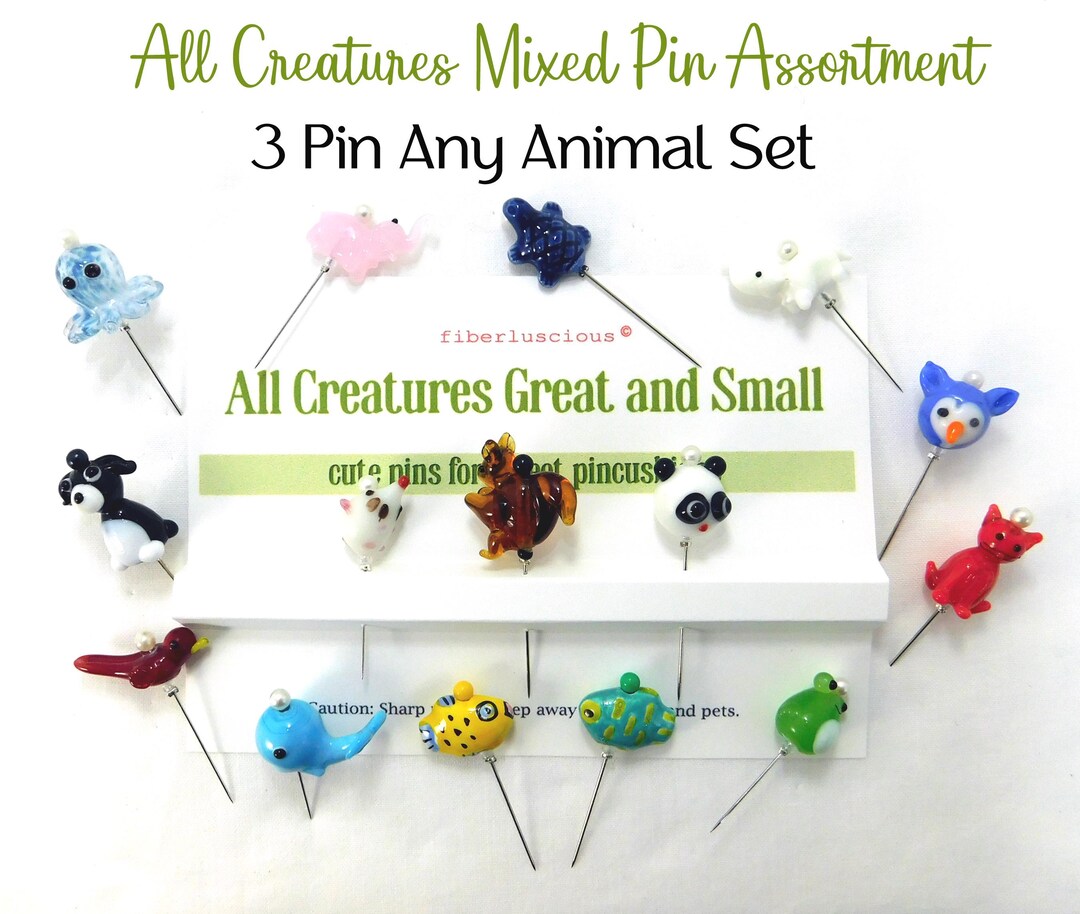 Animal Decorative Pin Assortment, Lampwork & Ceramic Beads, Sewing Gift ...