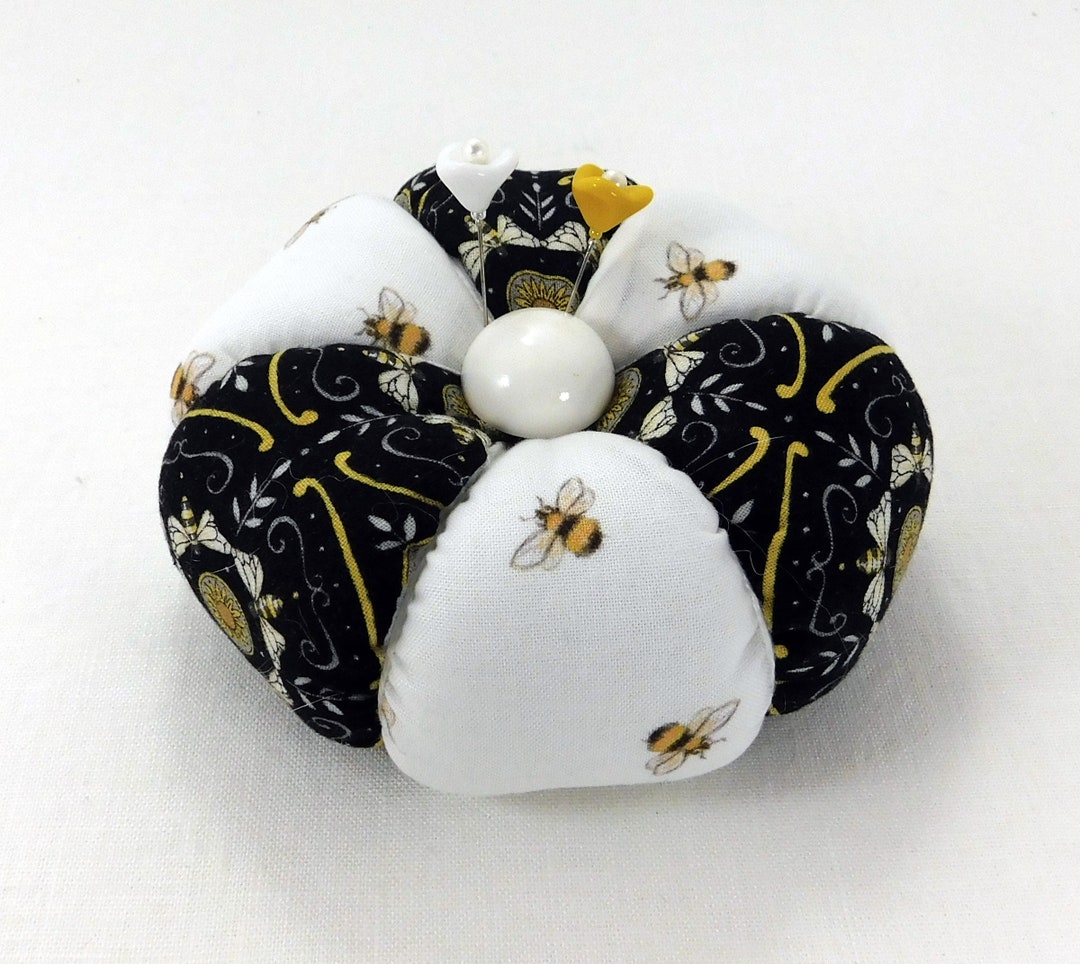 Pincushion, Large Bee Grateful Bee Pincushion in Black and White ...