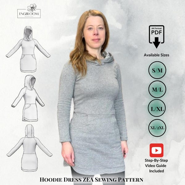 Hoodie Dress Pattern - Etsy