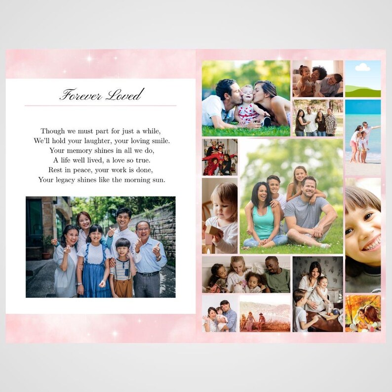 Pink Funeral Program Template: Child Obituary, Canva Editable (8.5x11 ...