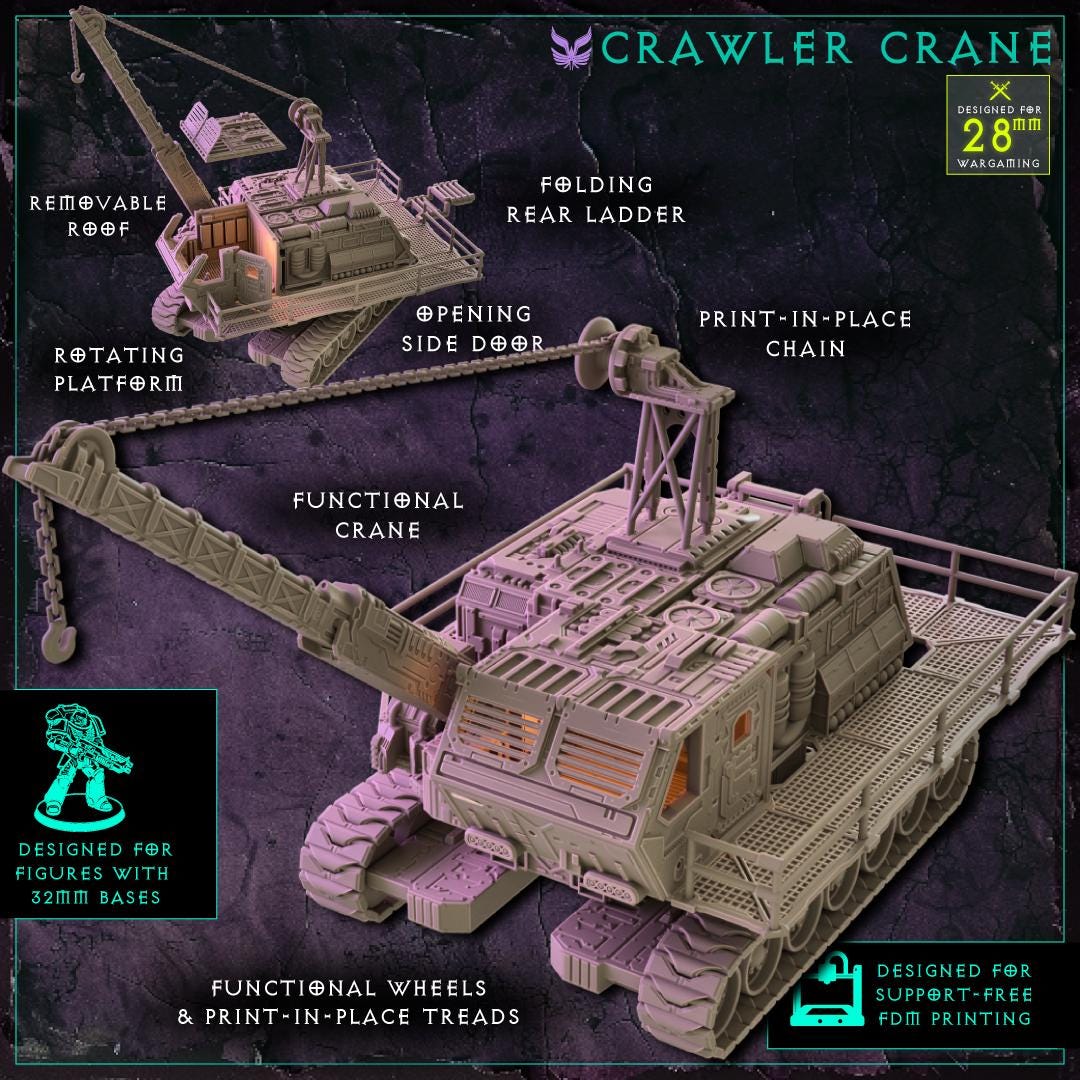 Modular Wartrains Cralwer Crane - Freight Yard Terrain - Digital ...