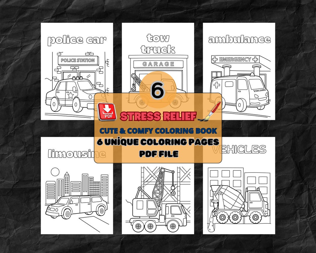 Emergency & Utility Vehicles Coloring Pages – Digital Download | 9 ...