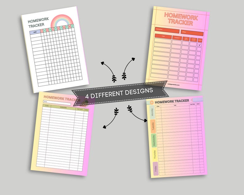 Homework Tracker Printable Set: A4, US Letter (digital Download) - Etsy
