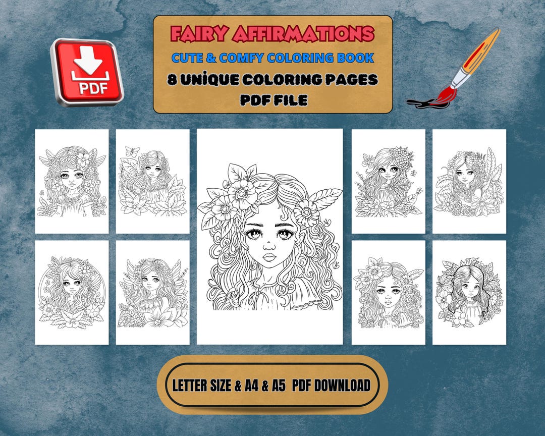 Fairy Affirmations Coloring Pages: Whimsical Fantasy Art (digital ...