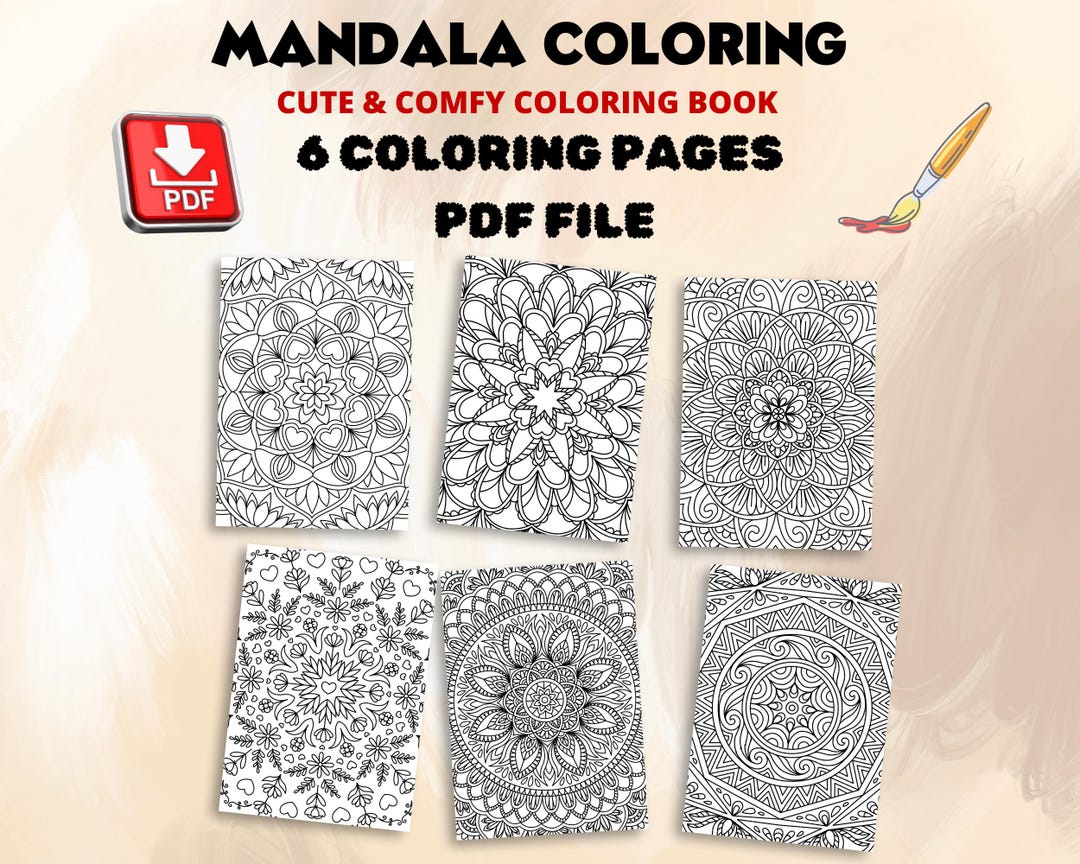 Mandala Coloring Pages - 6 Cute & Comfy Designs - PDF Download (A4, A5 ...