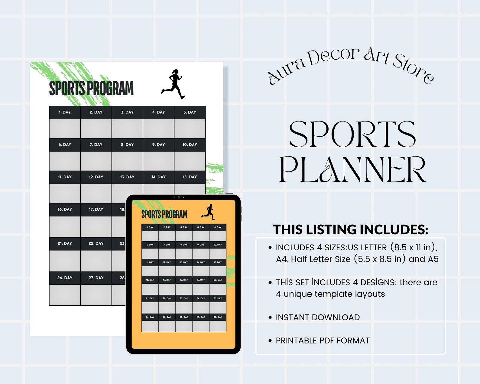 30-day Sports Planner: Printable Fitness & Workout Tracker (digital ...
