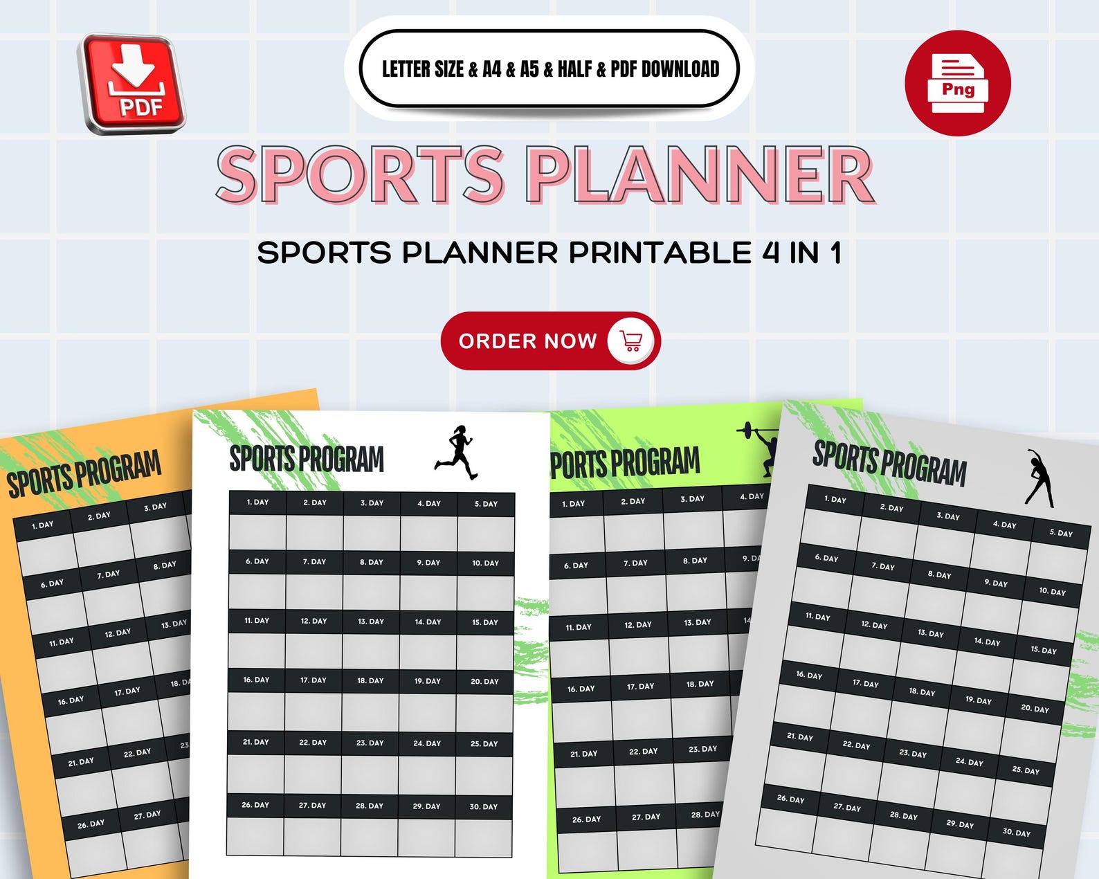 30-day Sports Planner: Printable Fitness & Workout Tracker (digital ...