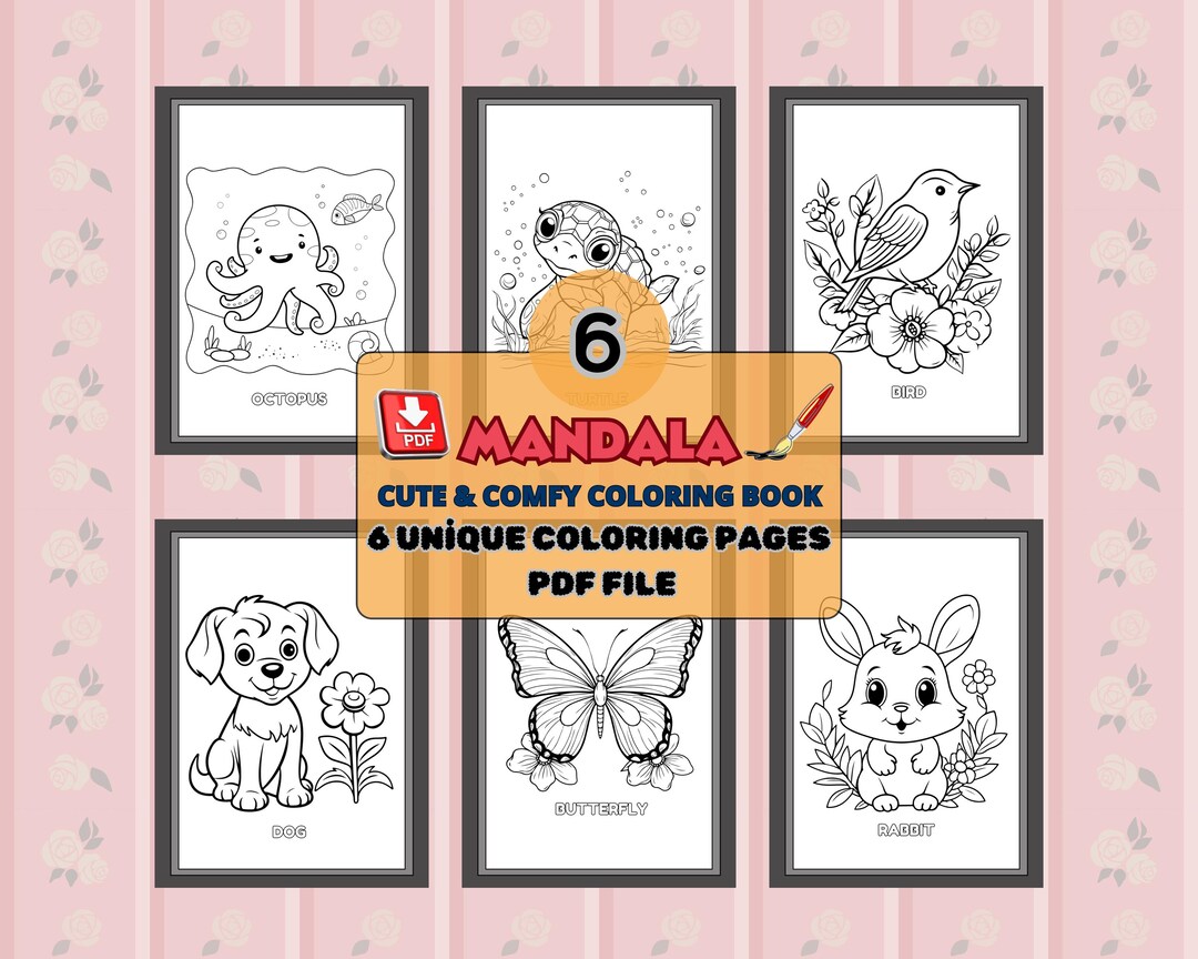 Cute Mandala Coloring Pages | 6 Unique Animal Designs | Printable PDF ...