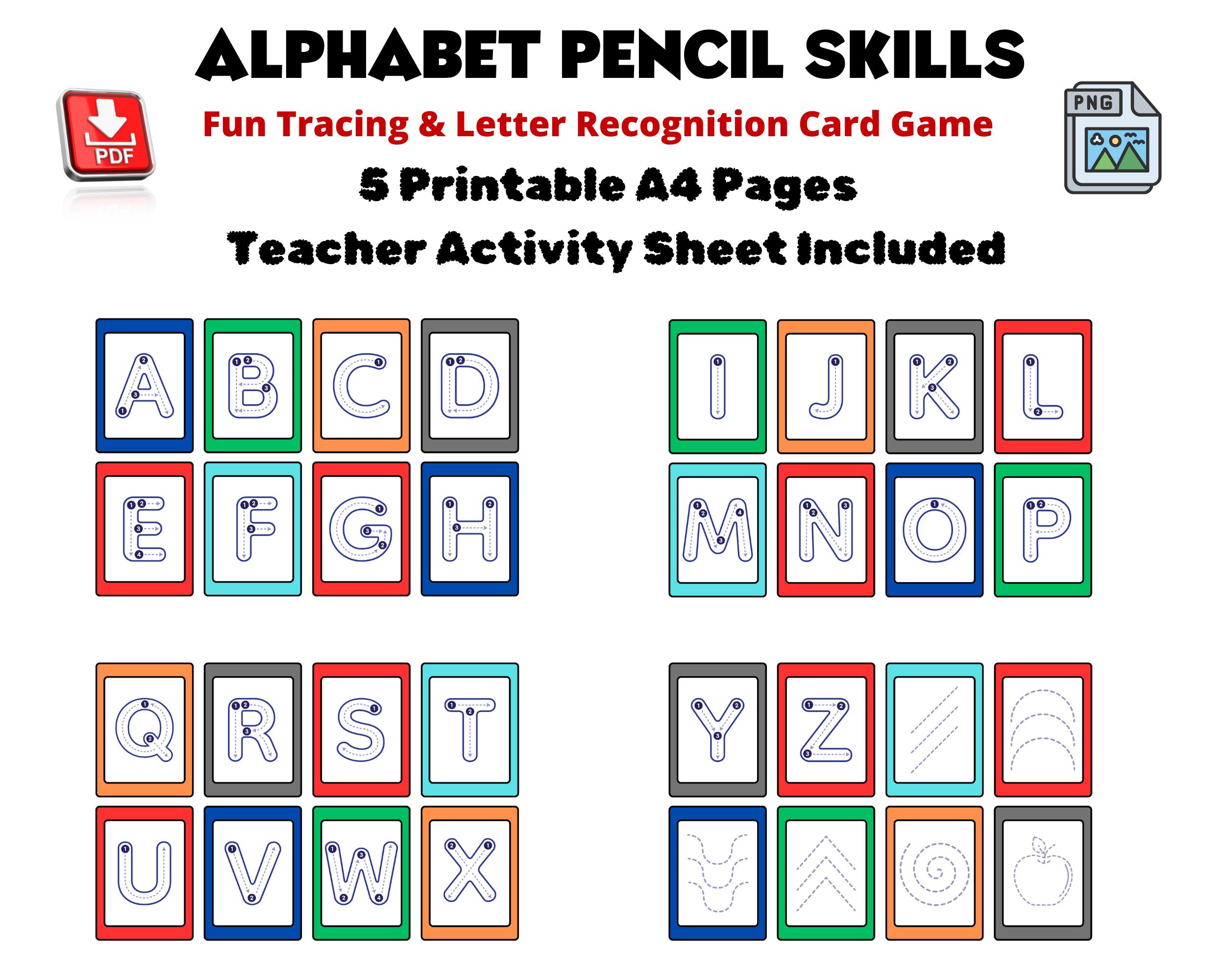 Alphabet Tracing Cards – A-Z Flashcards for Kids – PDF + PNG Printable ...