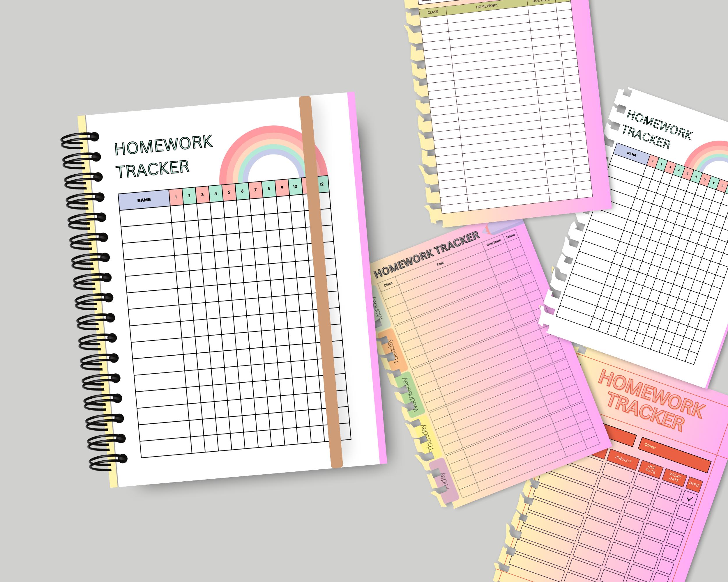 Homework Tracker Printable Set: A4, US Letter (digital Download) - Etsy