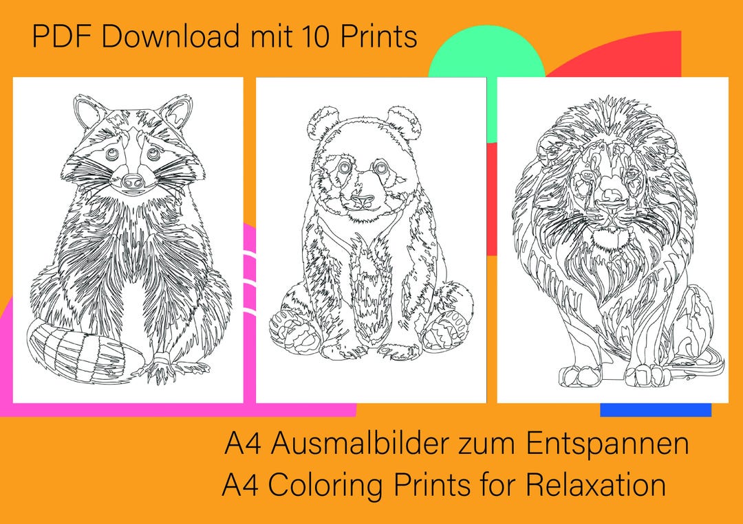 10 Coloring Pages in a Bundle (A4) to Print - Etsy