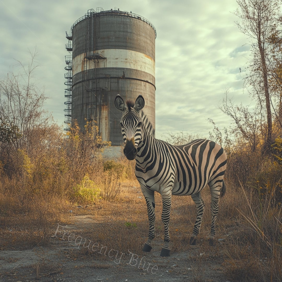 Surreal Zebra Art, Nuclear Silo Digital Download, Dystopian Animal Wall ...