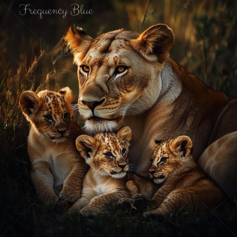 Lioness and Cubs, Mother Love Portrait, High Resolution Photo (digital ...