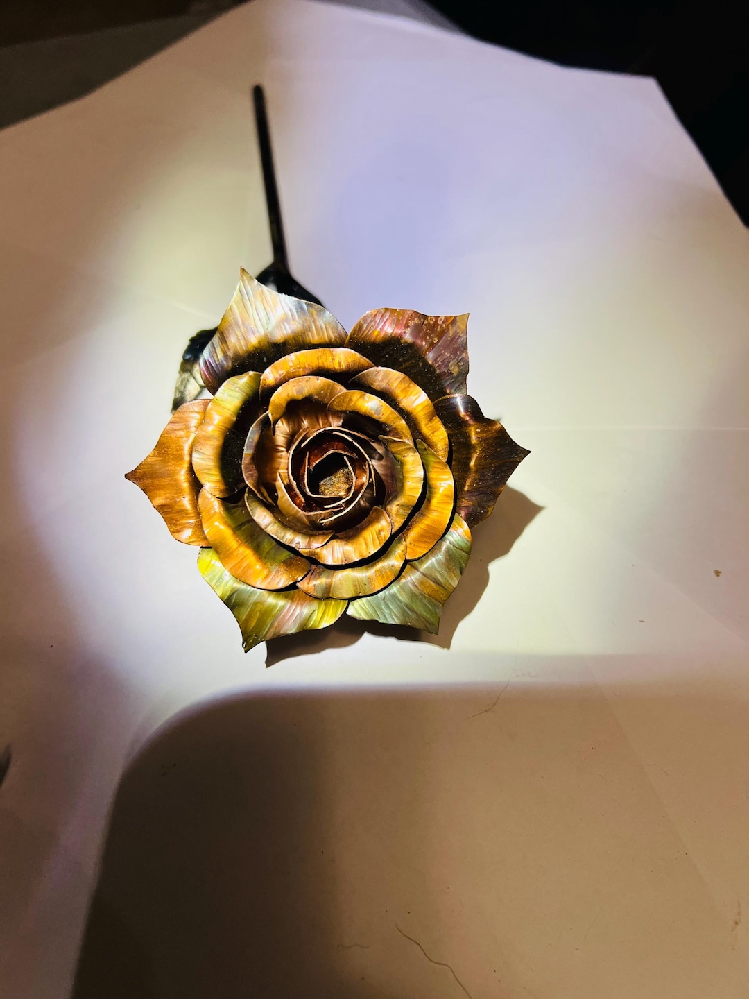 Hand Forged and Flame Painted Copper and Steel Rose. - Etsy