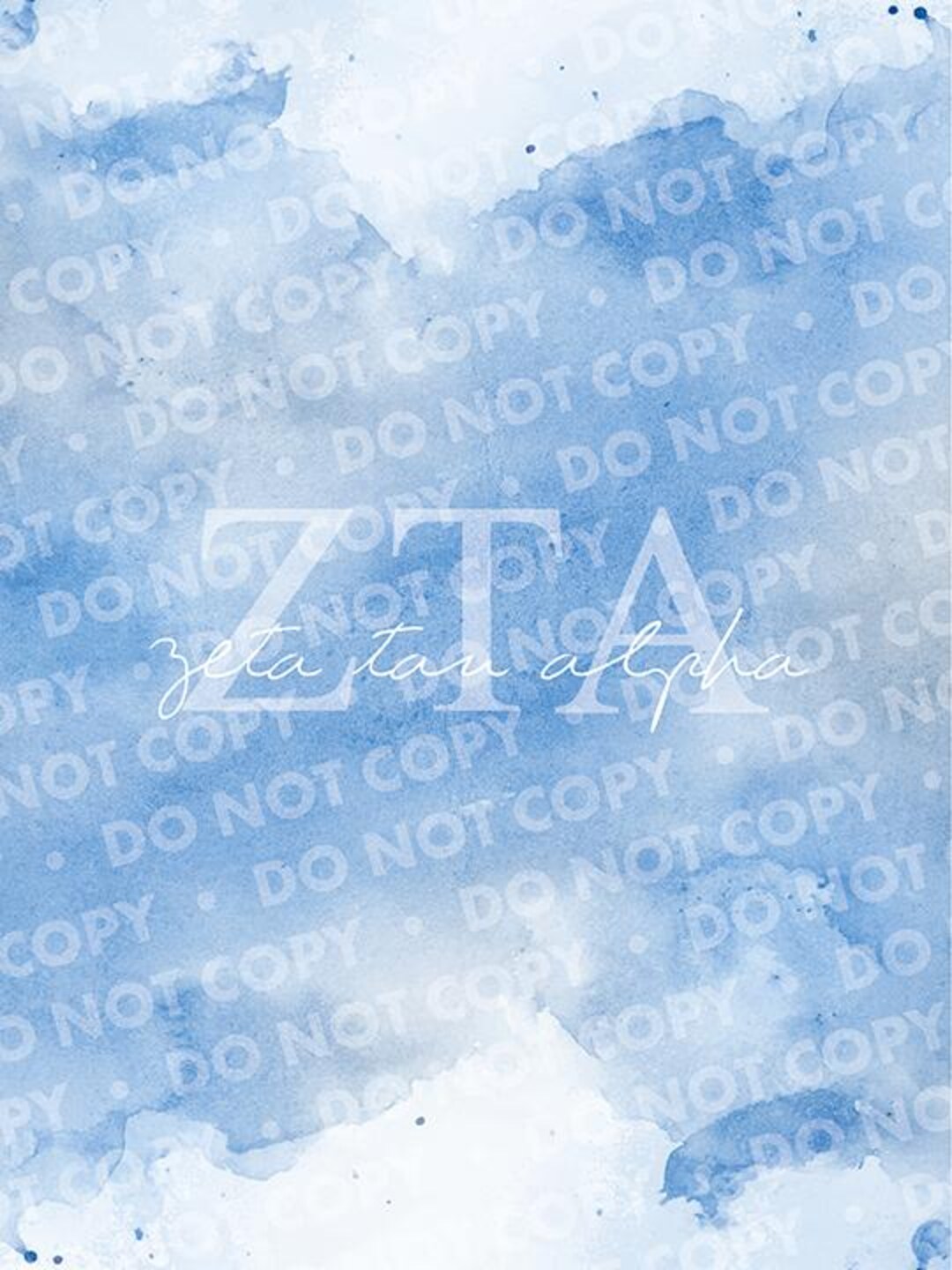 ZTA (zeta Tau Alpha) Blue Sorority Watercolor Digital Design Wall Art ...